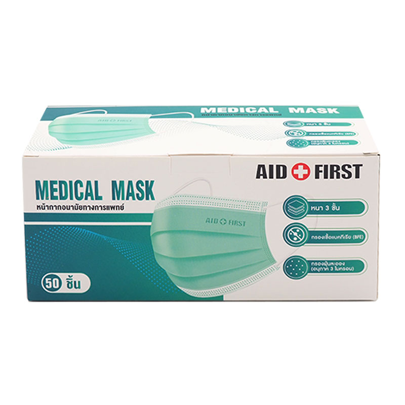 AIDFIRST FACE MASK 50PCSX1(GREEN) | Makro PRO