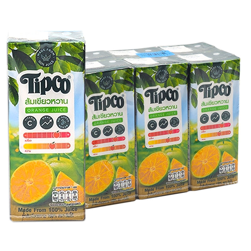 TIPCO 100% Orange Juice Tangerine 200 ml x 6 | Makro PRO