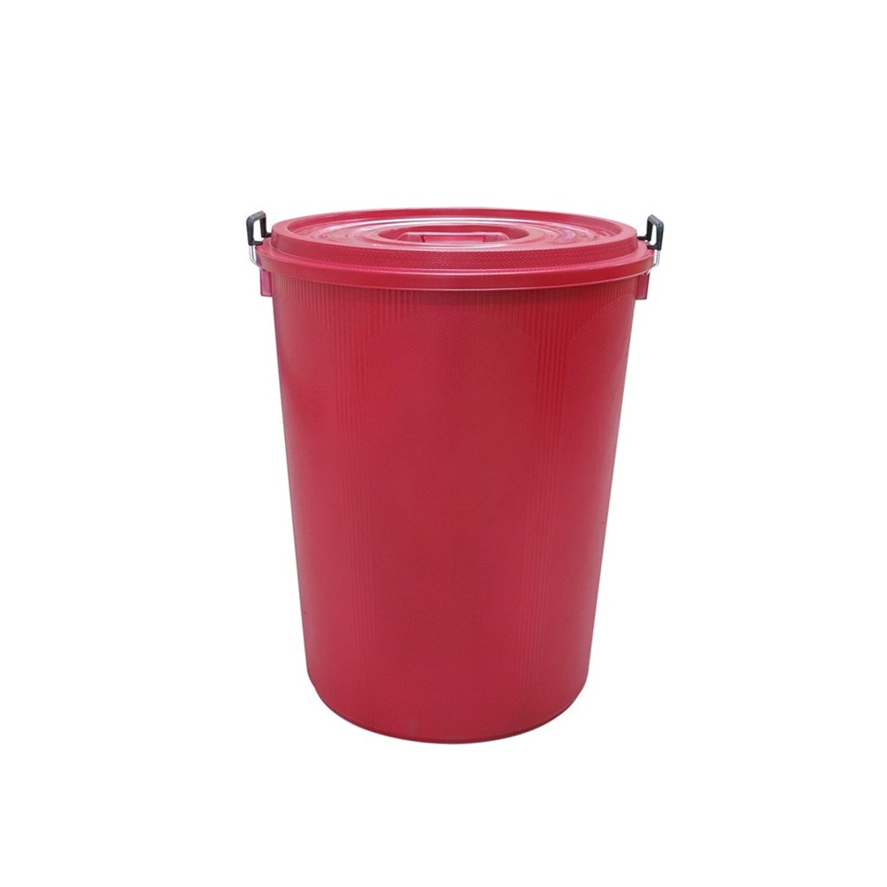 DINO ถังน้ำกลมพร้อมฝาหูล็อคเหล็ก Deino Round bucket ขนาด 268 ลิตร สีแดง ...