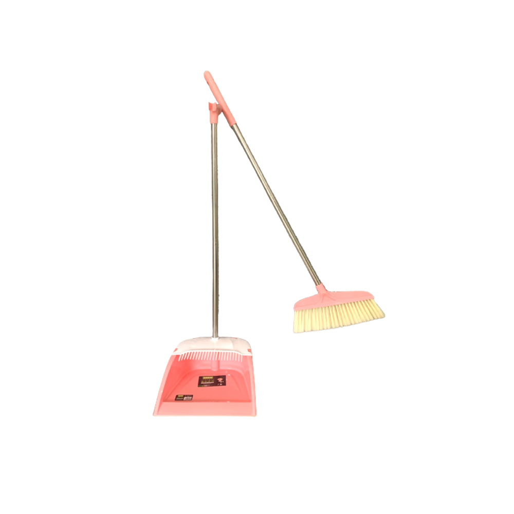 EASYMOP ชุดไม้กวาดพร้อมที่โกยผง สีชมพู | Makro PRO