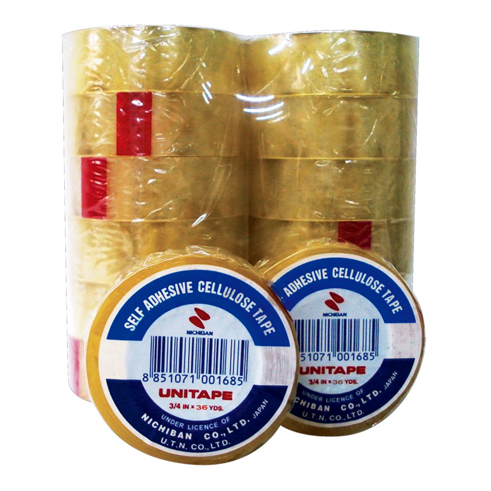 UNITAPE Self-Adhesive Cellulose Clear Tape 12 rolls x 1 | Makro PRO