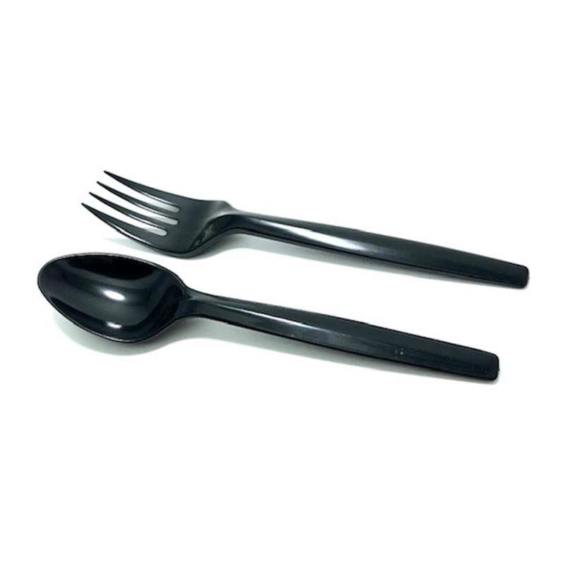 Wrapped Plastic Spoon and Fork Set 15 cm Black 50 sets x 1 | Makro PRO