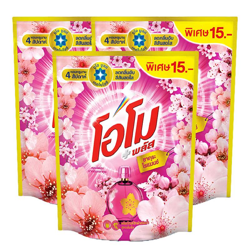 OMO Plus Concentrated Liquid Detergent Sakura Blossum Pink 120 ml x 3 ...