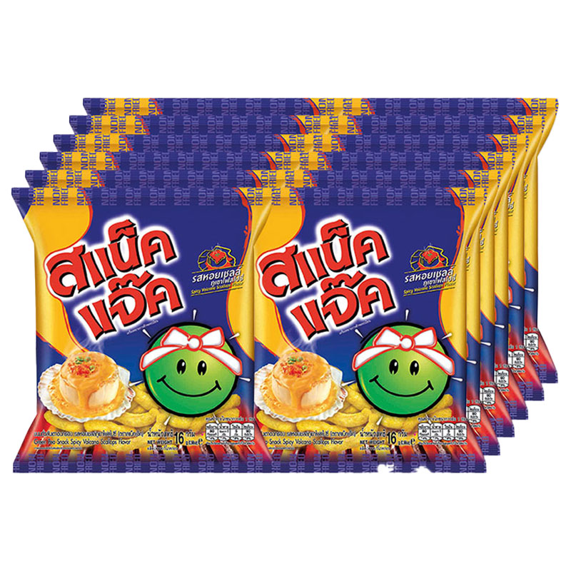 SNACK JACK Green Pea Snack Spicy Volcano Scallops Flavor 15/16 g x 12 ...