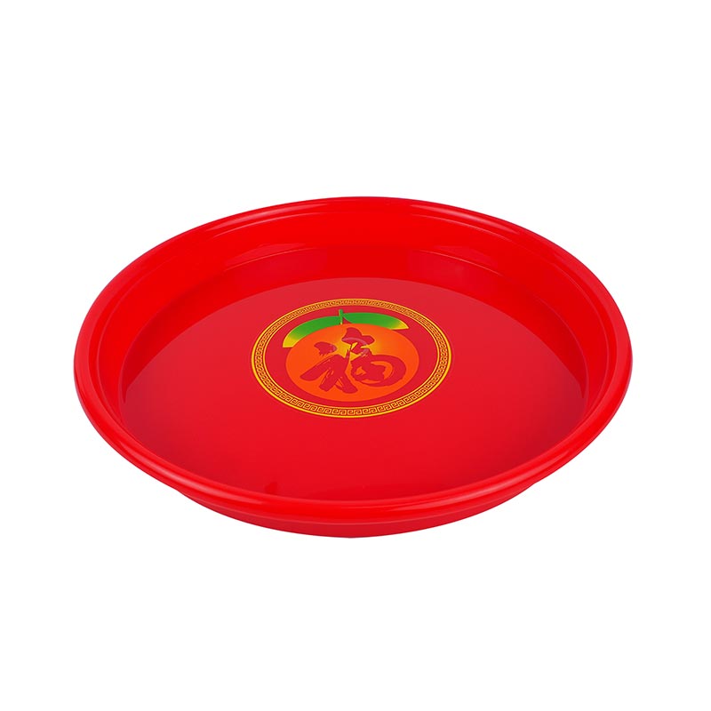 นำง่ายฮง ถาดกลมสีแดง ลายส้มทอง 31x4 ซม. รุ่น 4690 | Makro PRO