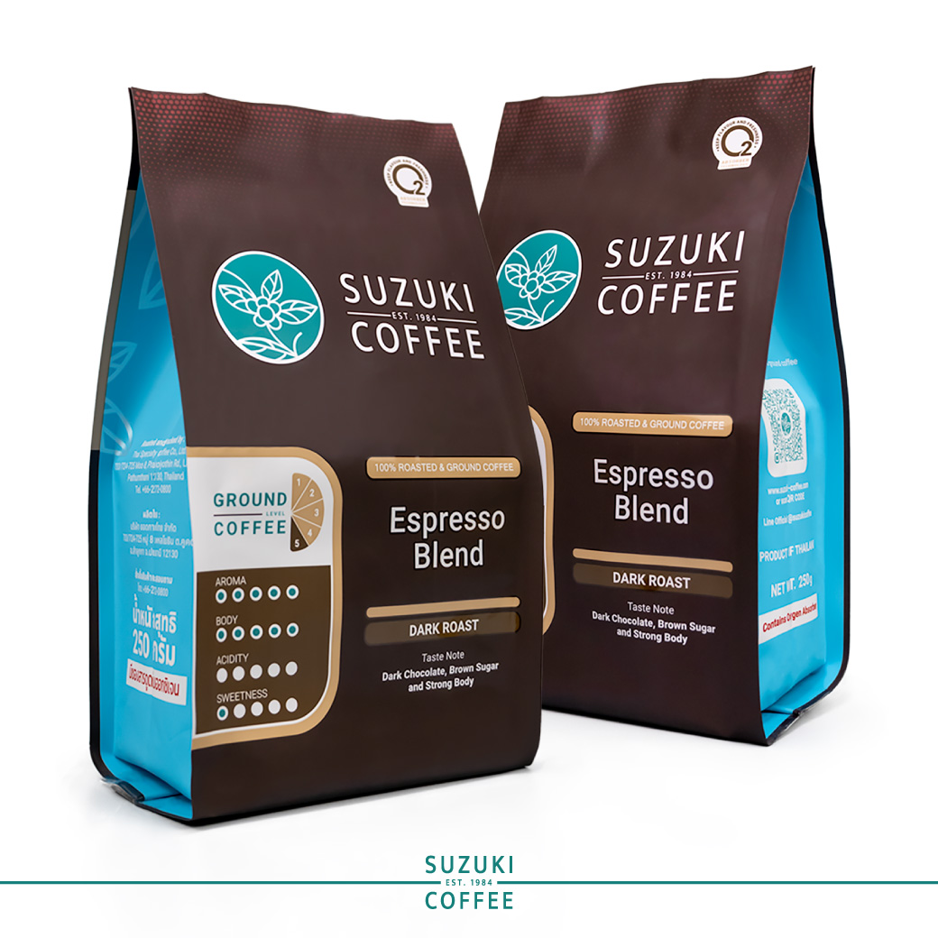 [แพ็คคู่] กาแฟคั่วบด คั่วเข้มมาก Espresso Blend SUZUKI COFFEE | Makro PRO