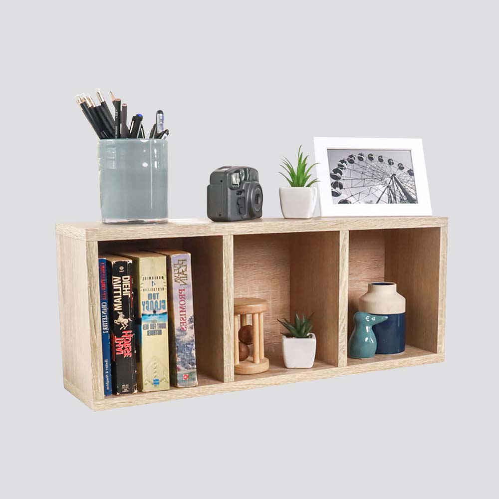 ชั้นวางของไม้ มินิ 4 ชั้น 3 ช่อง ไม้หนา 15 mm 23x14.7x57 cm สีโซลิด ...