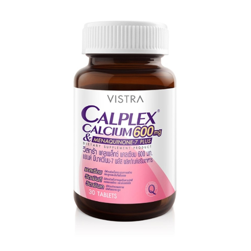 VISTRA Dietary Supplement Calplex Calcium 600 mg & Menaquinone-7 Plus ...