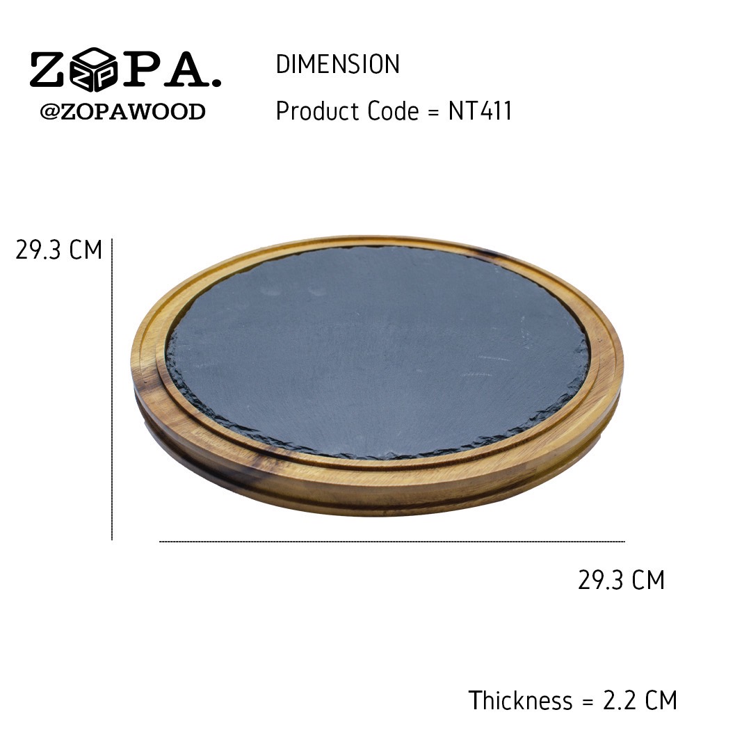 Zopa ถาดหินกลม Zopa Round Slate Platter | Makro PRO