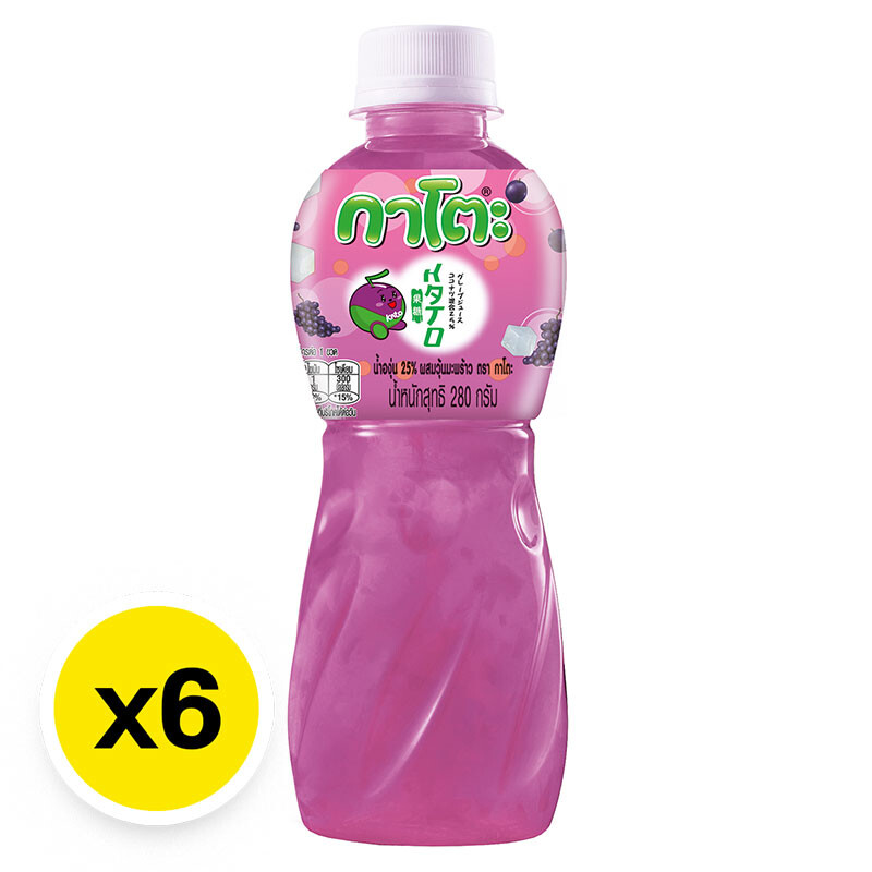 KATO 25% Grape Juice with Nata de Coco 280 ml x 6 | Makro PRO