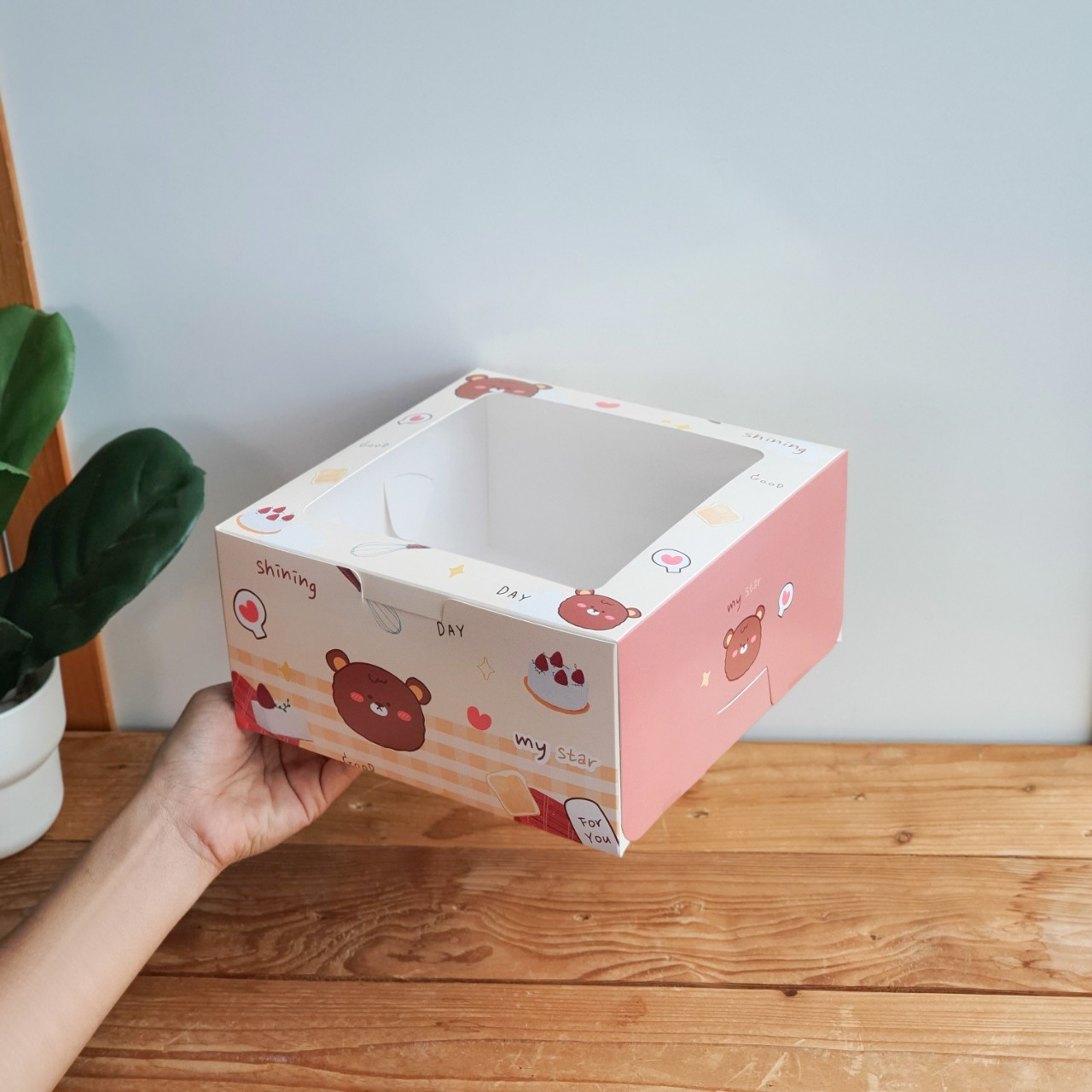 GoodBoxPack กล่องเค้ก 1 ปอนด์ ลายหมีบราวน์ x 10 ใบ | Makro PRO