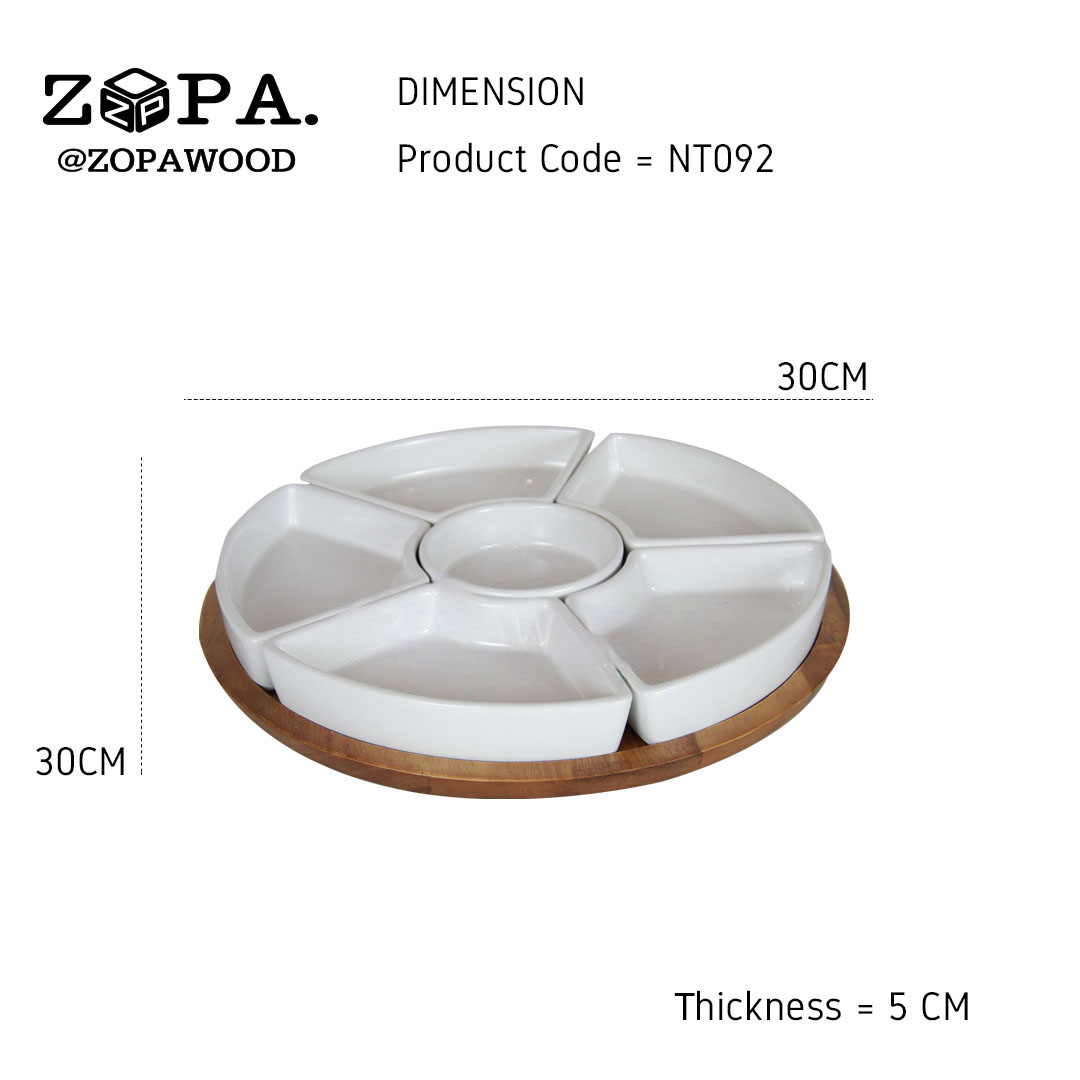 Zopa ถาดหมุนเซรามืก 6 ชิ้น/เซ็ท Lazy susan 6 ceramic plates | Makro PRO