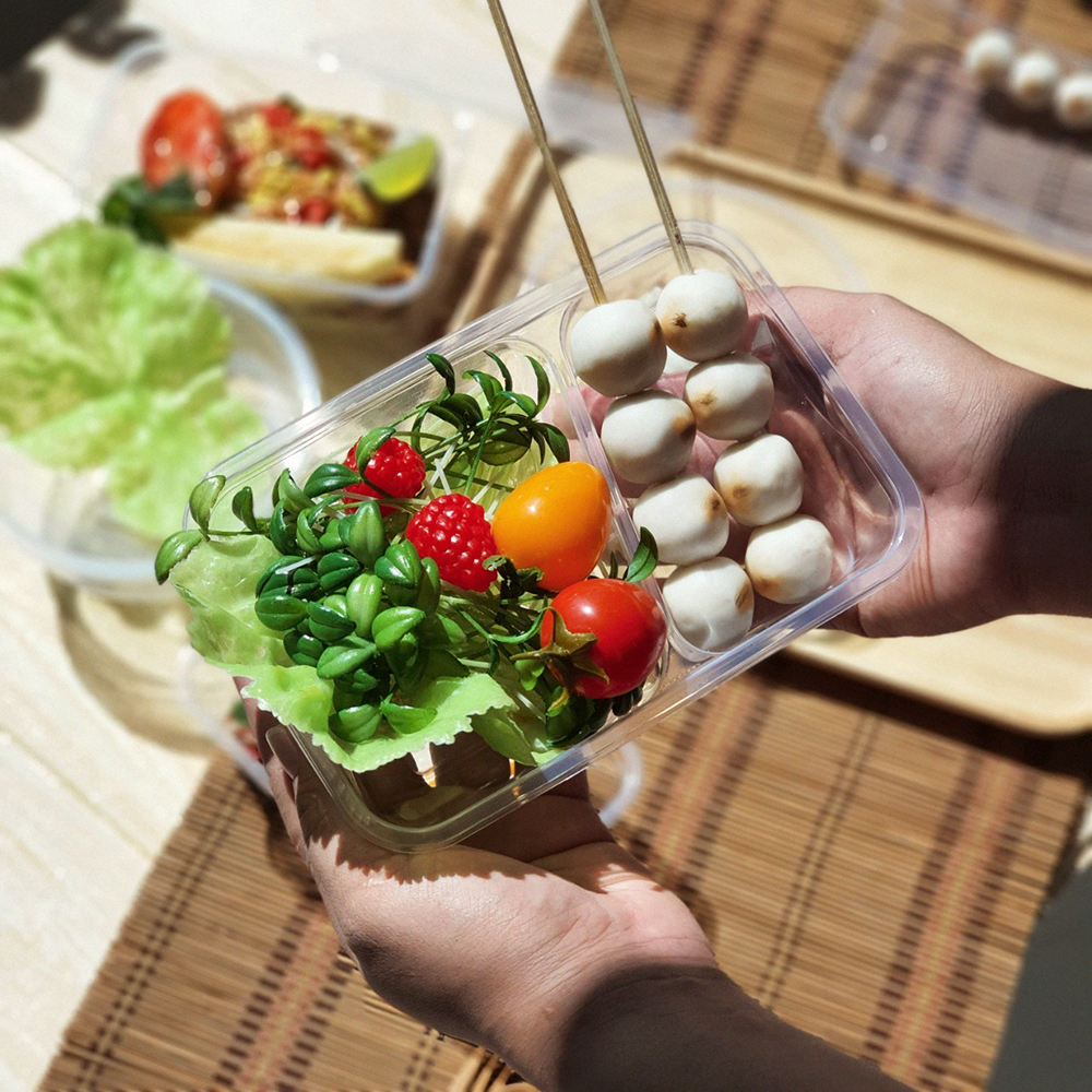 Goodboxpack plastic box 2 holes 500 ml with a lid of 25 sets | Makro PRO