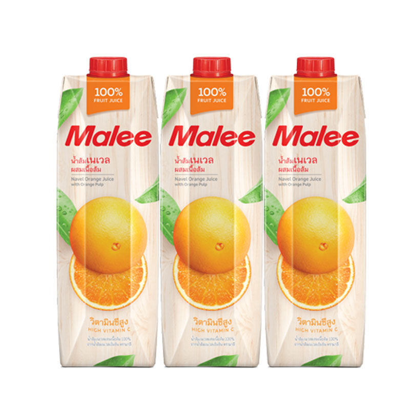 MALEE 100% Navel Orange Juice With Orange Pulp 1 l x 3 | Makro PRO