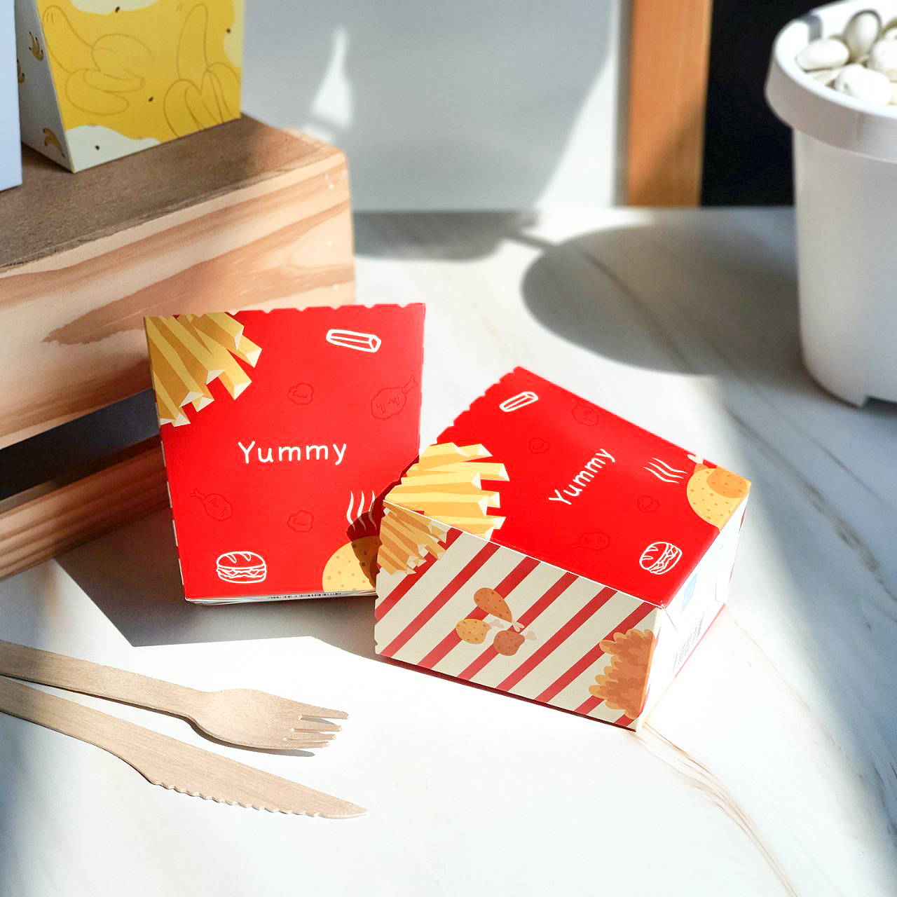 GoodBoxPack กล่องของทอด ลายของทอด แพ็ค 50 ใบ | Makro PRO