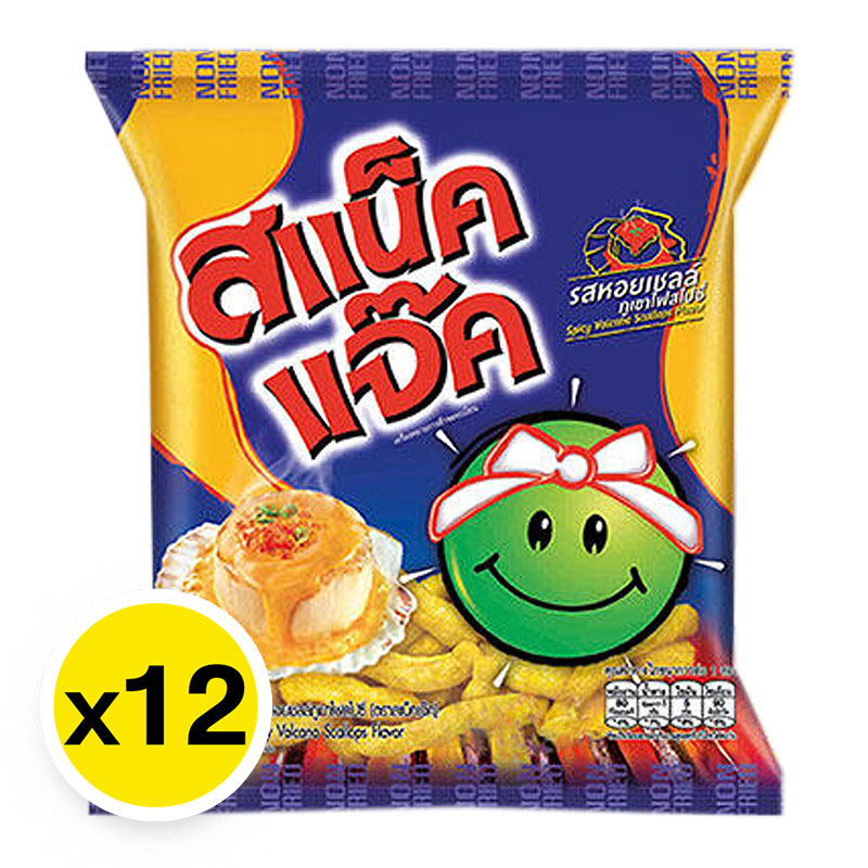SNACK JACK Green Pea Snack Spicy Volcano Scallops Flavor 15 g x 12 ...