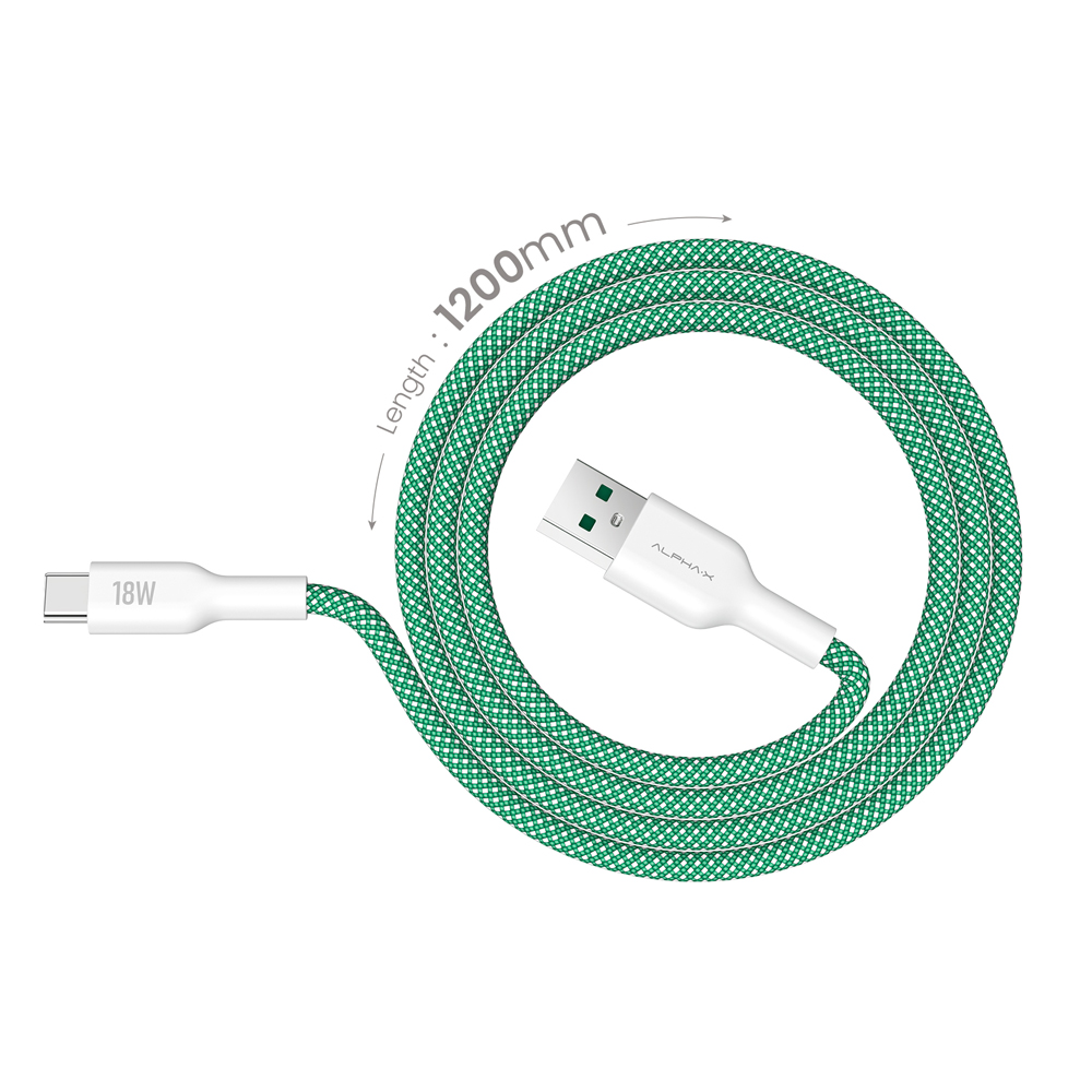 ALPHA.X USB-A to USB-C Cable 1.2M ALUSB-2C Dark Green | Makro PRO