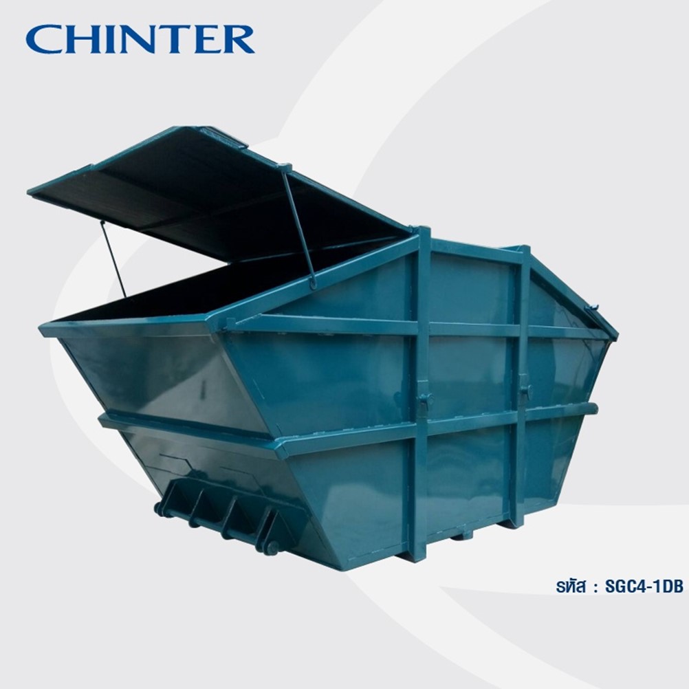 CHINTER SGC4ถังขยะเหล็ก4000ลิตร เทได้2ด้าน สีคราม สกรีนชื่อหน่วยงานให้ ...