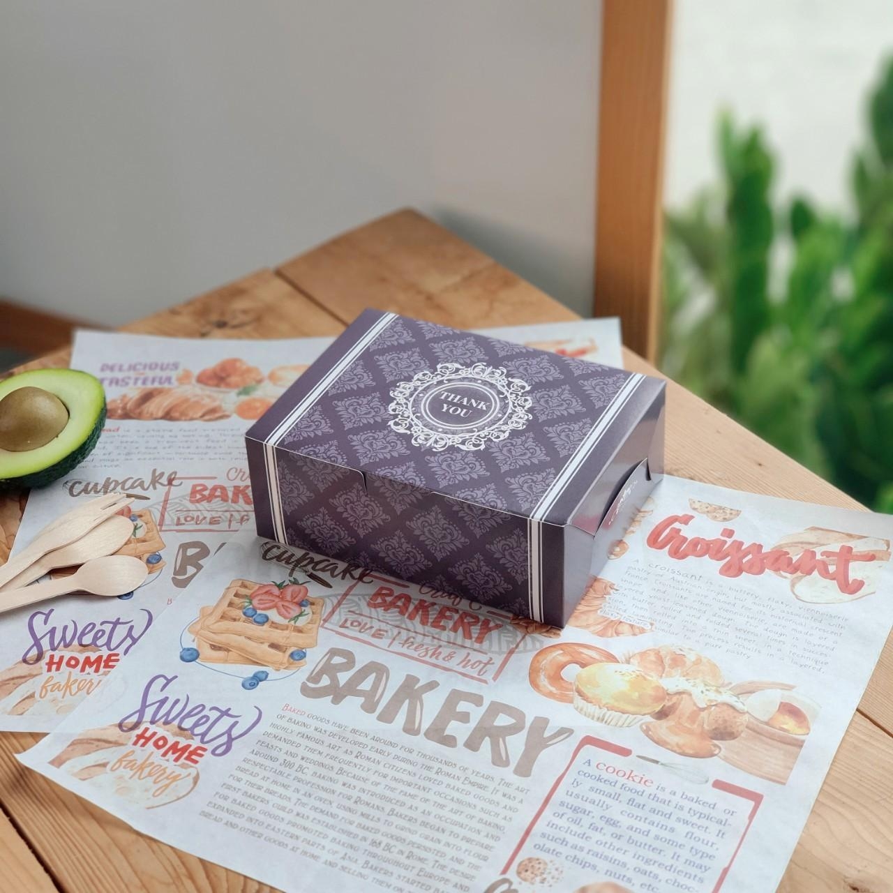 GoodBoxPack กล่องสแน็ค ผืนผ้า ลายเทาขาว แพ็ค 20 ใบ | Makro PRO