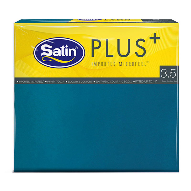 SATIN PLUS ผ้าปู 3.5FT.3ชิ้นสีฟ้า | Makro PRO