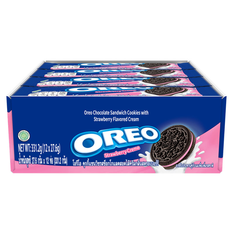 OREO Sandwich Cookies with Strawberry Filling 27.6 g 12 pcs | Makro PRO
