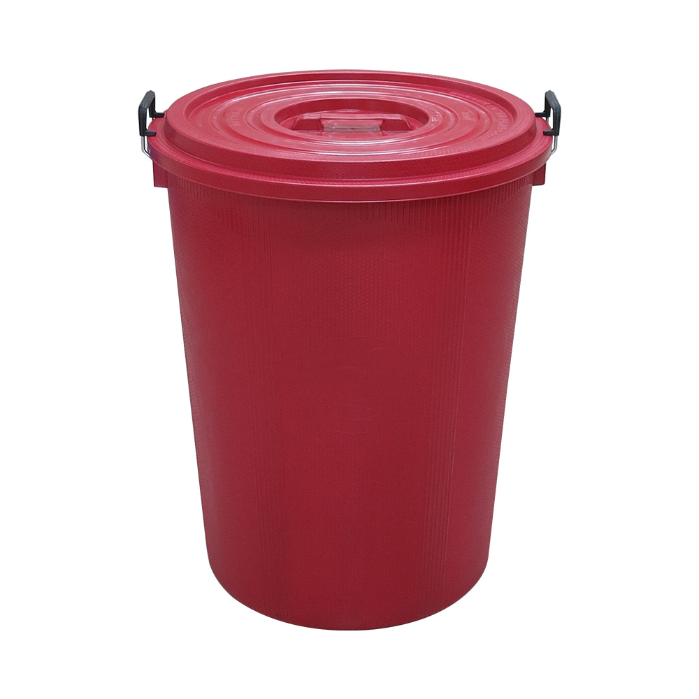 DINO ถังน้ำกลมพร้อมฝาหูล็อคเหล็ก Deino Round bucket ขนาด 180 ลิตร สีแดง ...