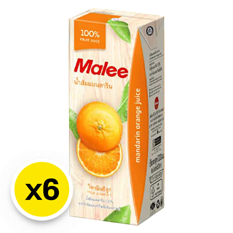 MALEE 100% Mandarin Orange Juice With Orange Pulp 200 ml x 6 | Makro PRO