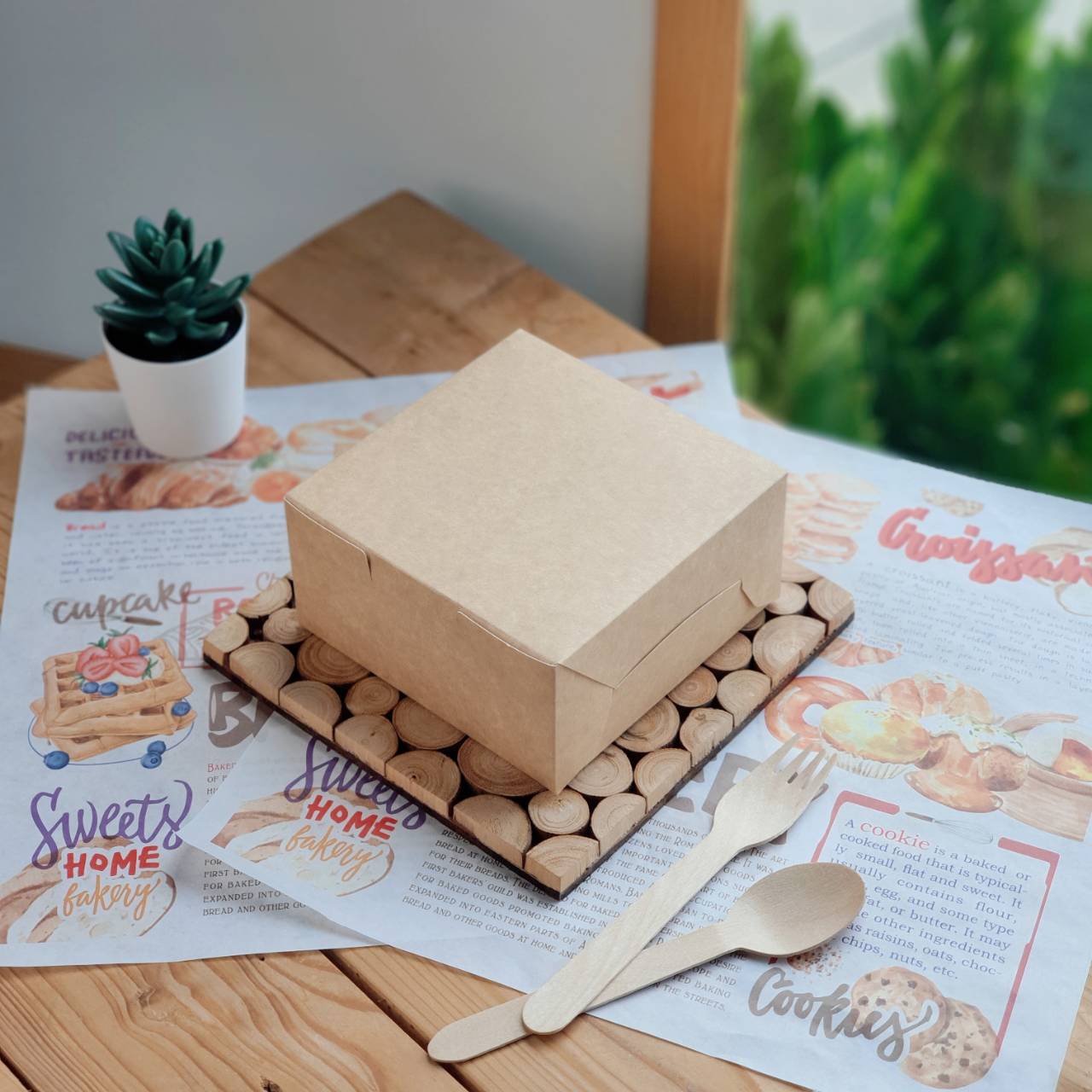 GoodBoxPack กล่องสแน็ค จตุรัส คราฟท์ 2แพ็ค 40 ใบ | Makro PRO