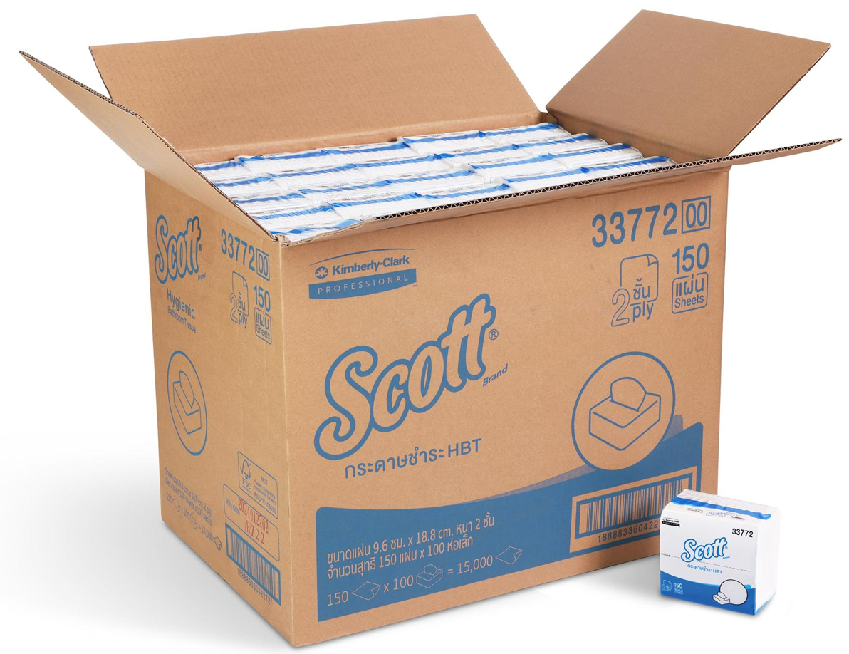 SCOTT Hygienic Bathroom Tissue 2 Ply Folded 150 sheets x 100 | Makro PRO