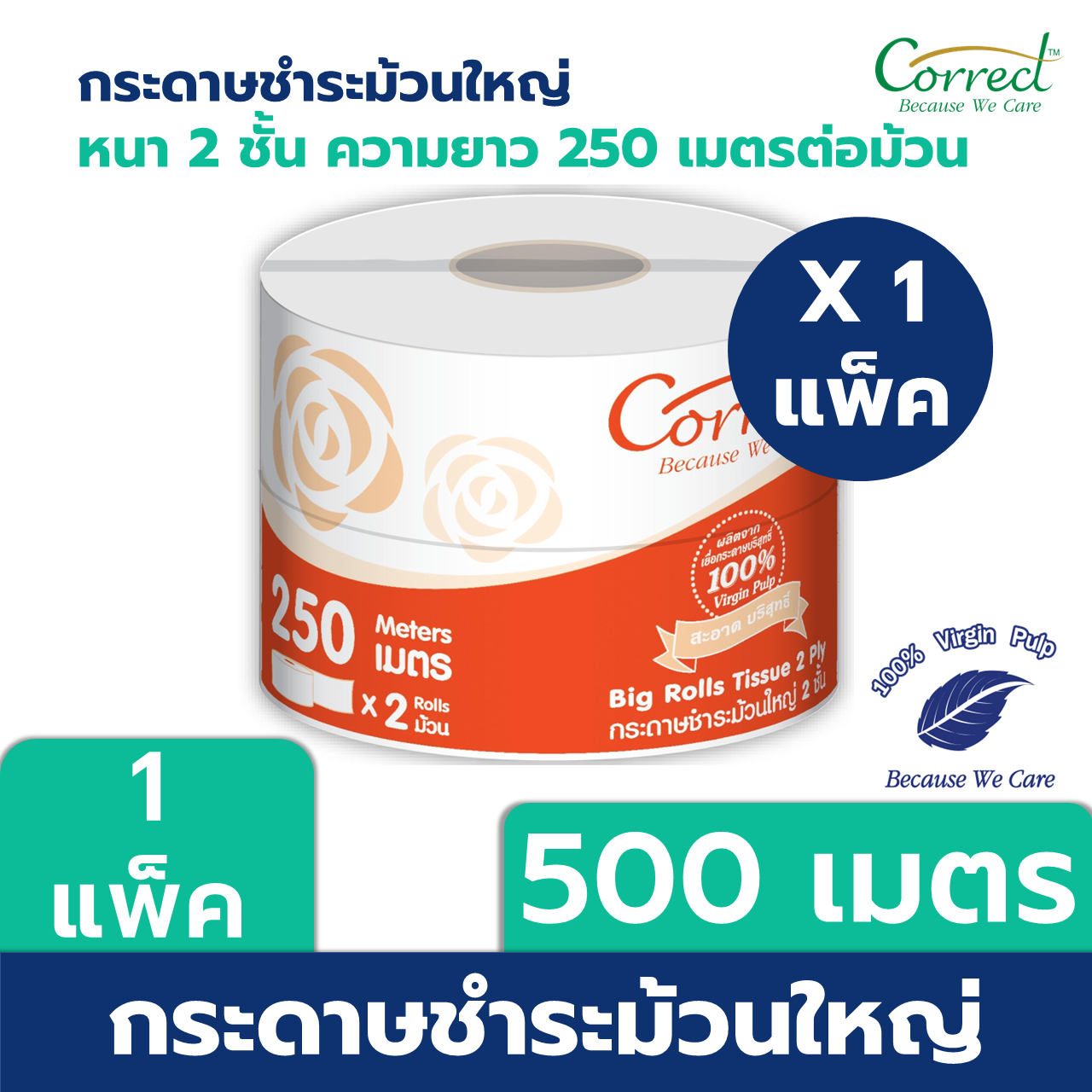 Correct Jumbo Roll Tissue 2Ply 250 m (2 Rolls/pack) x 1 | Makro PRO