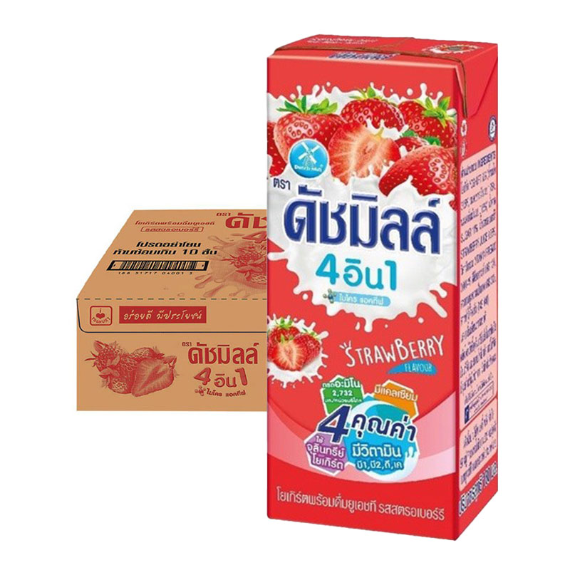 DUTCHMILL UHT Drinking Yoghurt Strawberry 180 ml 48 boxes | Makro PRO