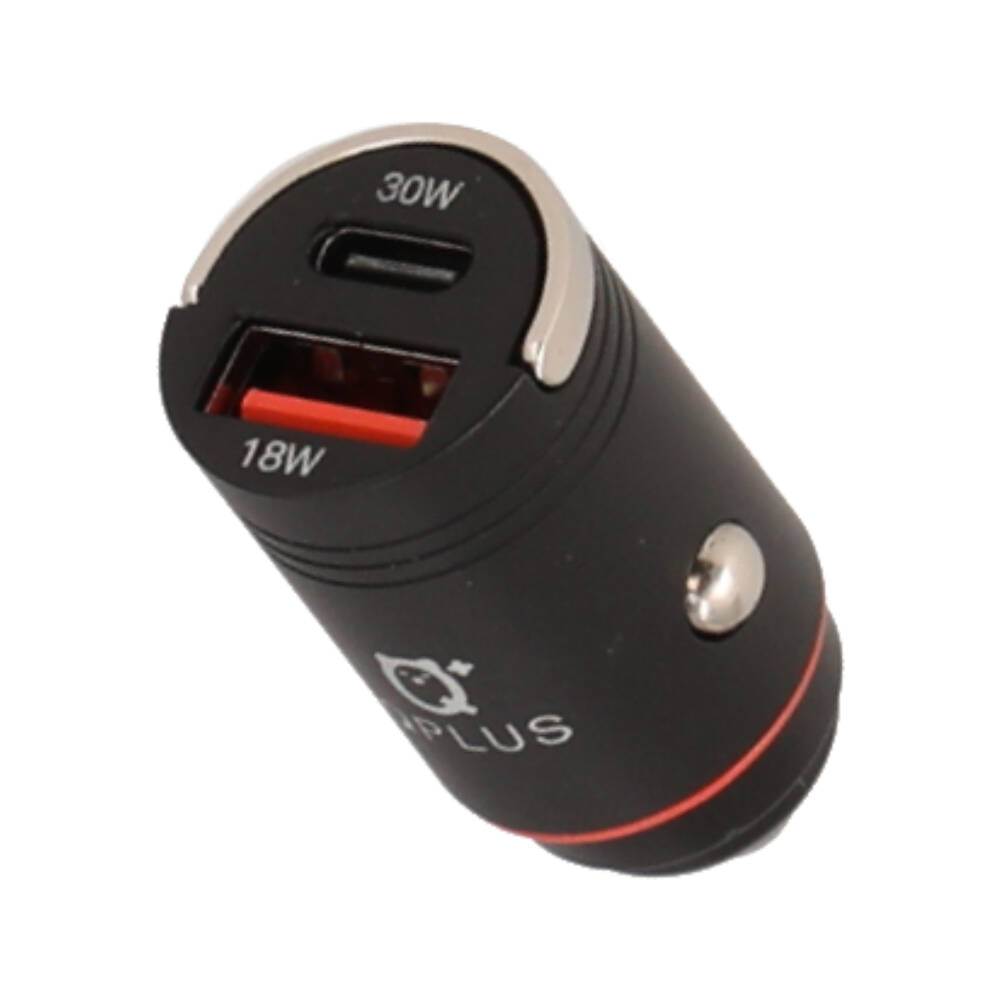 คิวพลัส ที่ชาร์จในรถยนต์ 1 USB-A (18W) / 1 USB-C (30W) QP-CC02 Black | Makro PRO