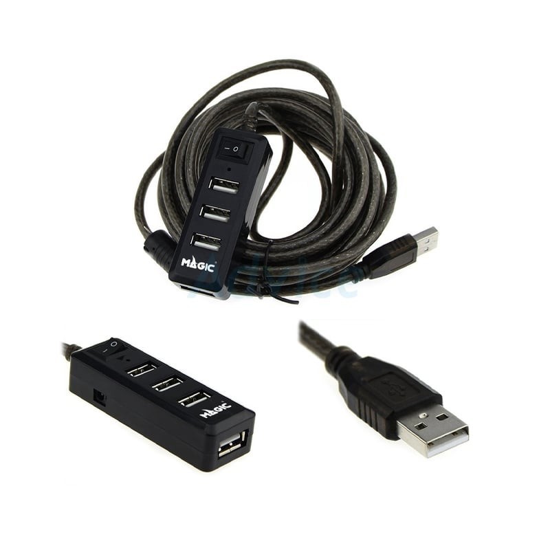 MAGIC TECH 4 Port USB HUB v2.0 MT72 Extension 5M. (Black) - A0109011 ...