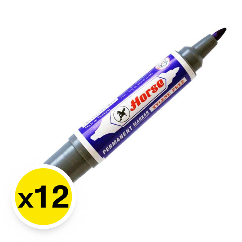 HORSE Twin Permanent Marker Pen Blue x 12 | Makro PRO