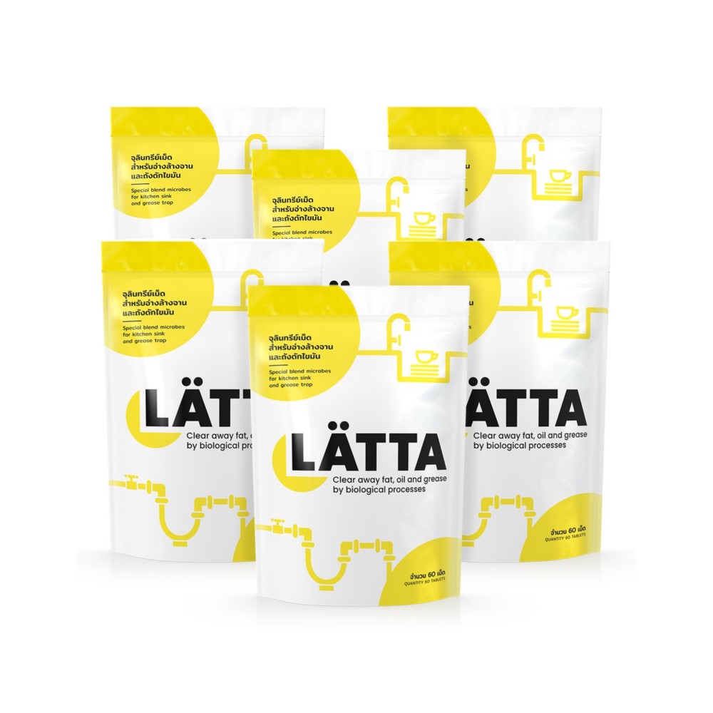 LATTA จุลินทรีย์เม็ด สำหรับอ่างล้างจานและถังดักไขมัน บรรจุ 60 เม็ด x 6 ...