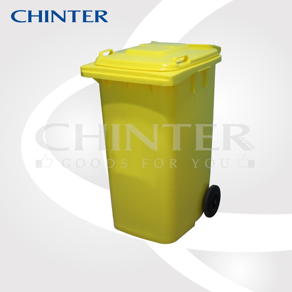 CHINTER F6-3 ถังขยะพลาสติก240ลิตร(อย่างหนาโครตเหนียว)ฝาเรียบมีล้อ สี ...