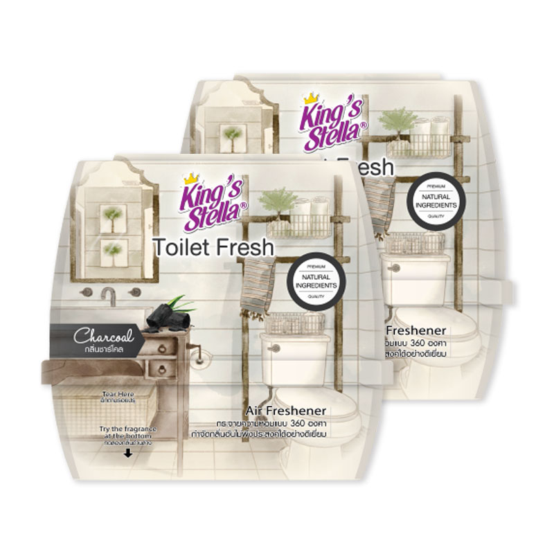 KING'S STELLA Toilet Fresh Gel Air Freshener Charcoal Scent 180 g x 2 ...