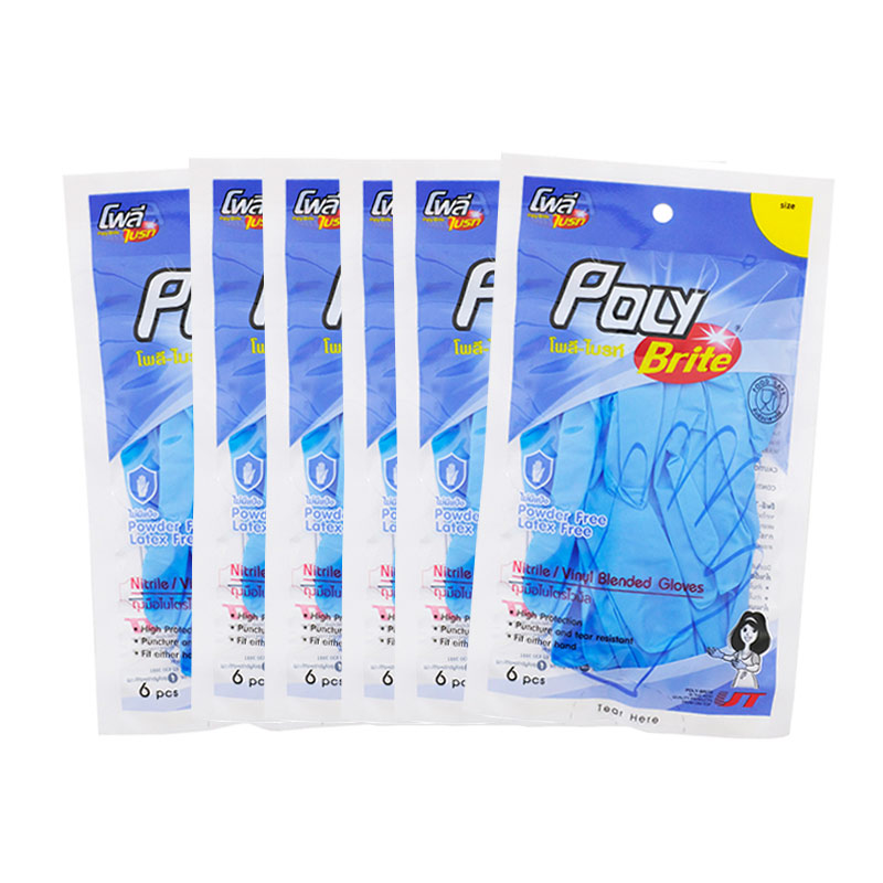POLY BRITE Nitrile Vinyl Gloves Size S 6 pcs x 6 bags | Makro PRO