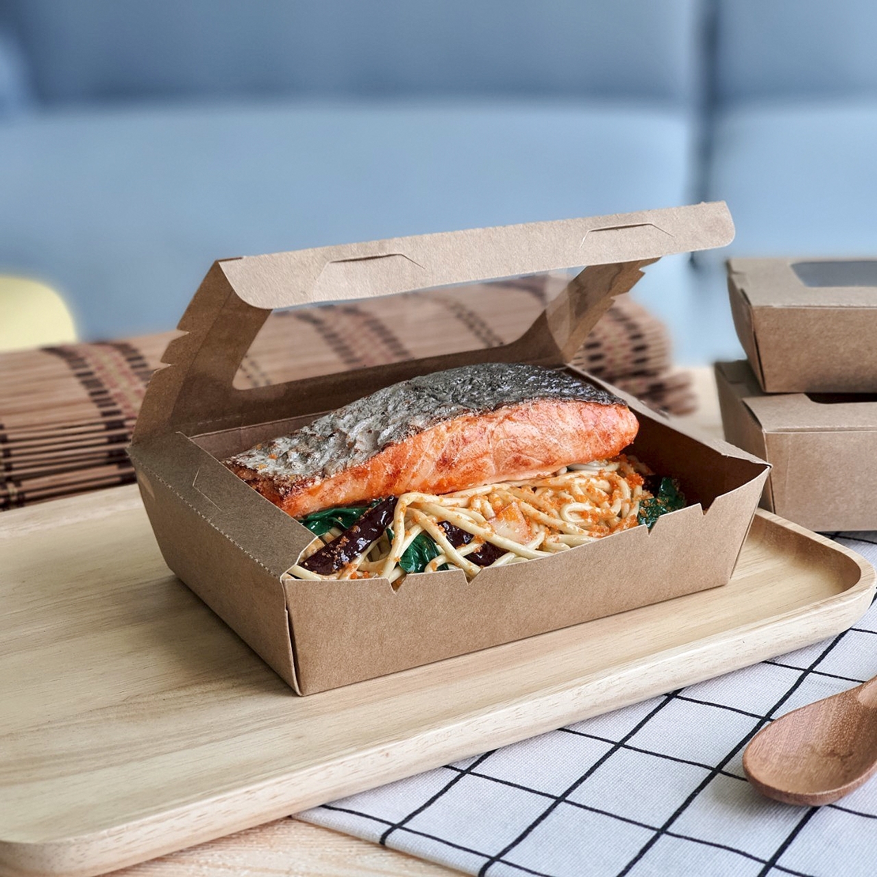 GoodBoxPack กล่องเจาะหน้าต่างคราฟท์ 1200 มล. แพ็ค 50 ใบ | Makro PRO