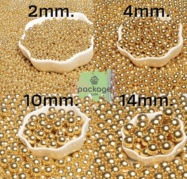 Package Cute Package Cute เม็ดน้ำตาลแต่งขนม สีทองเงา แบบผสม 14mm. 100g ...