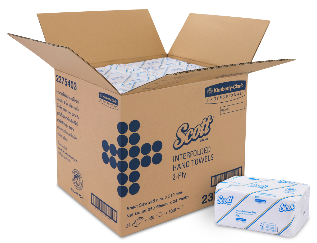 SCOTT Interfold Paper Towel Product Code 23754 2-Ply (21.0 x 24.5cm ...