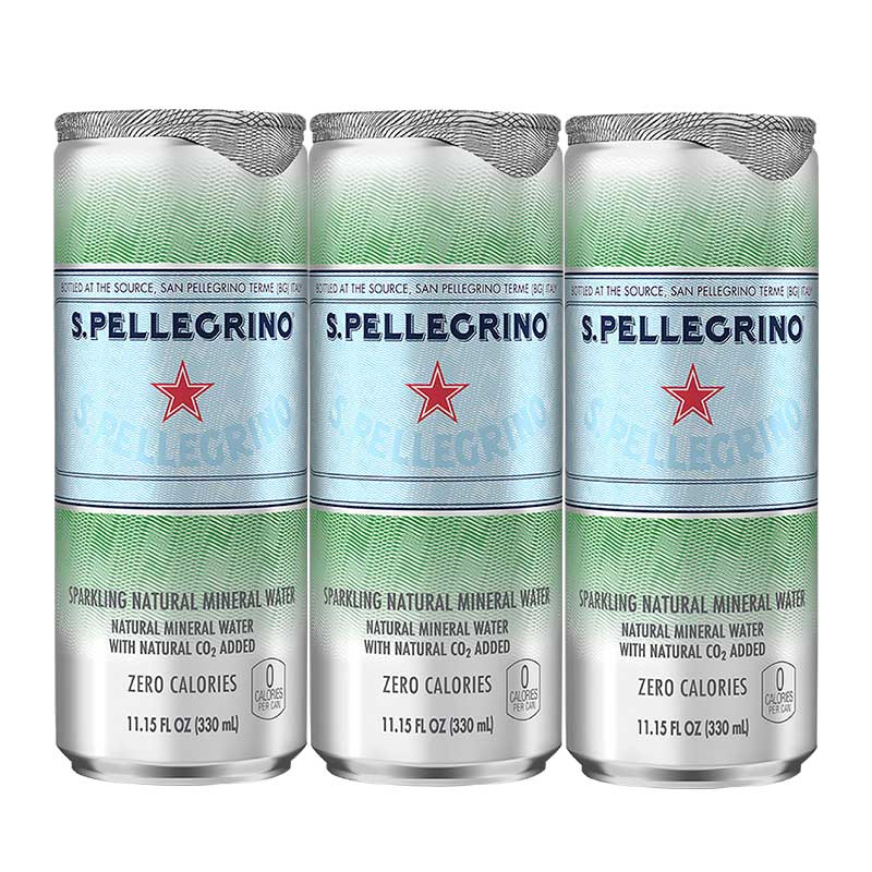 San Pellegrino Sparkling Mineral Water Zero Calories 330 ml x 3 Cans ...