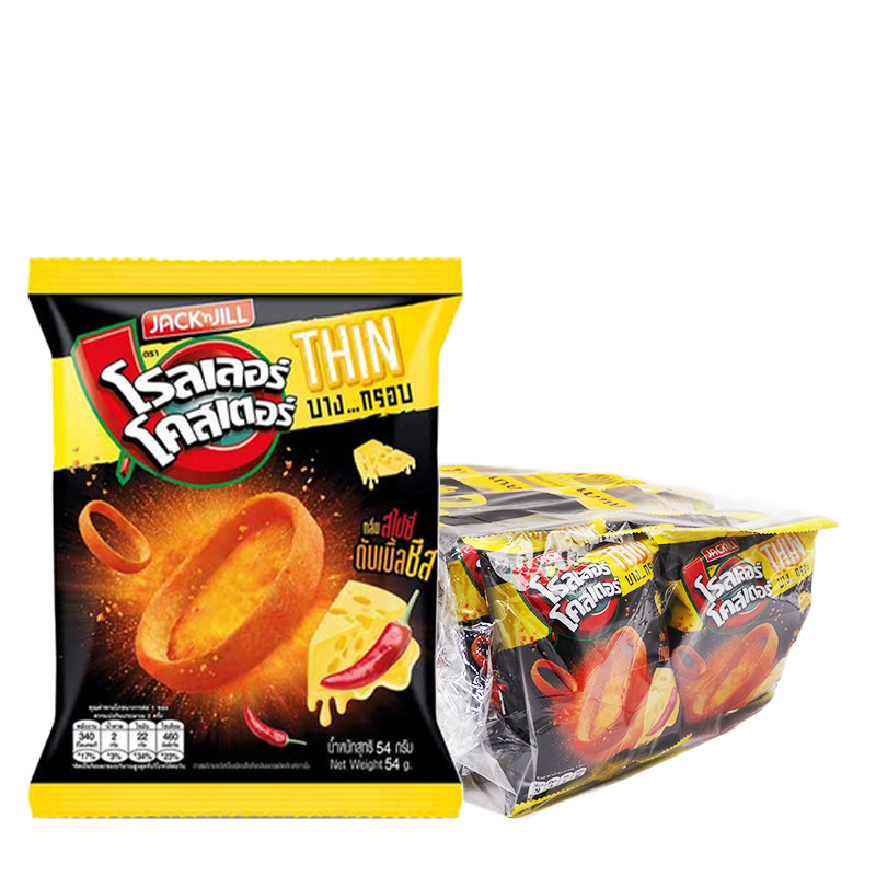 ROLLER COASTER Thin Potato Chips Ring Spicy Double Cheese Flavor 12 g x ...