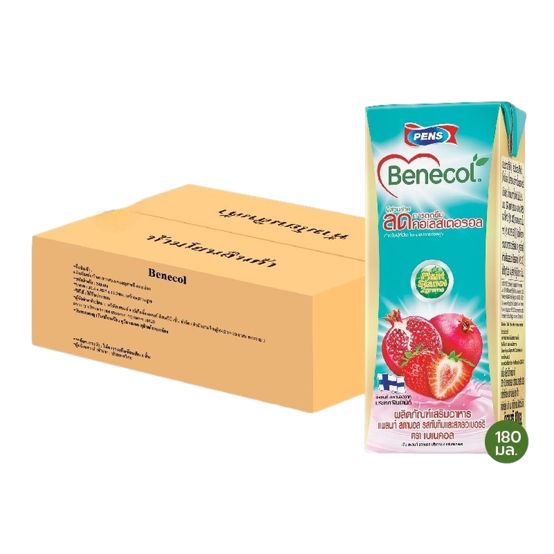 BENECOL Milk UHT Plant Stanol Pomegranate and Strawberry 180 ml x 48 | Makro PRO