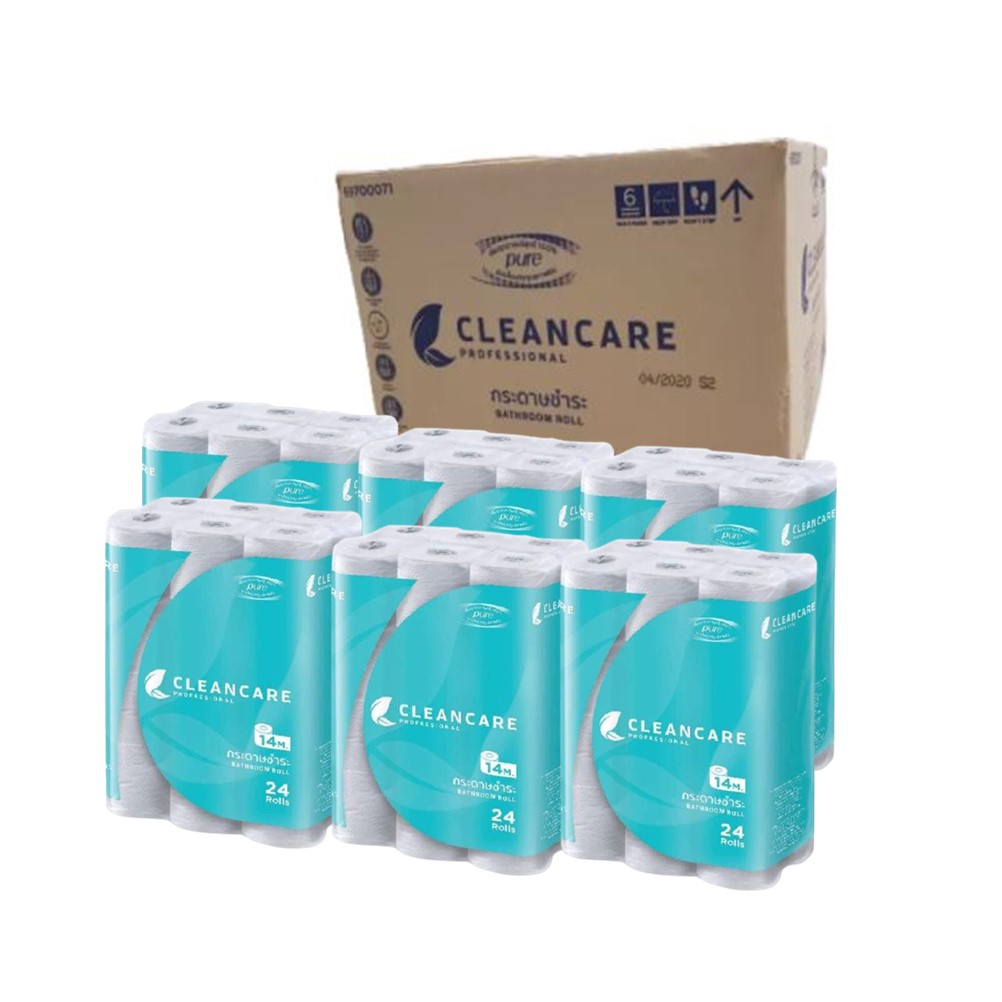 กระดาษชำระม้วนเล็ก คลีนแคร์-Cleancare เยื่อบริสุทธิ์ 100% (144ม้วน/ลัง ...
