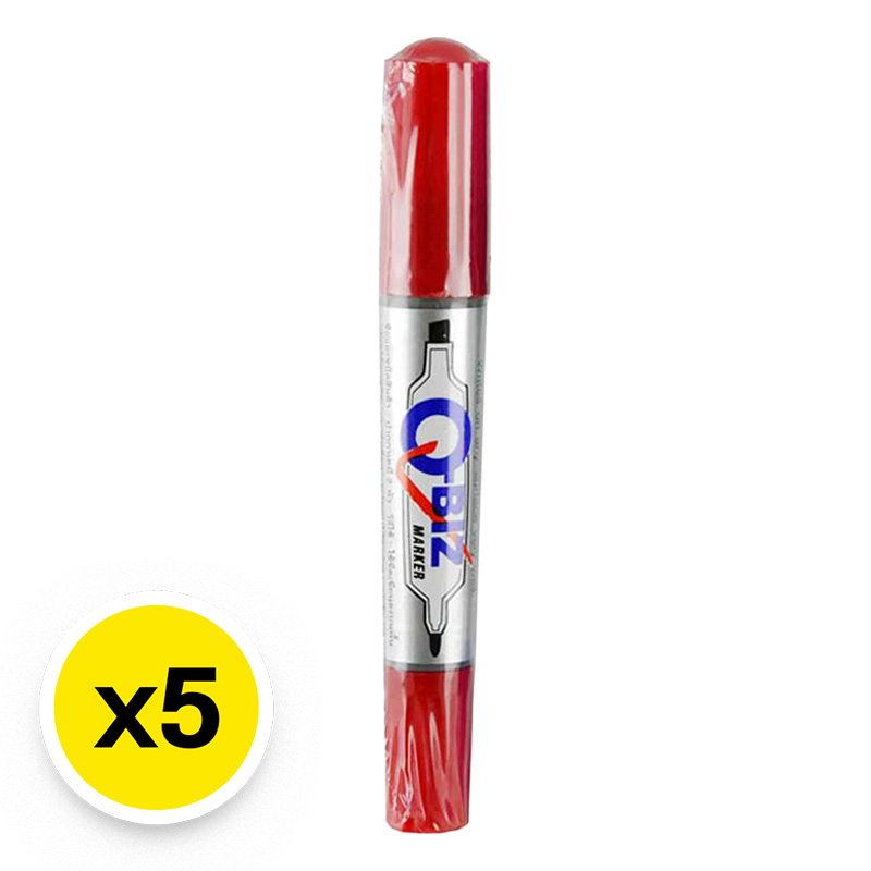 Q-BIZ Twin Permanent Marker Pen Red/Black x 5 | Makro PRO